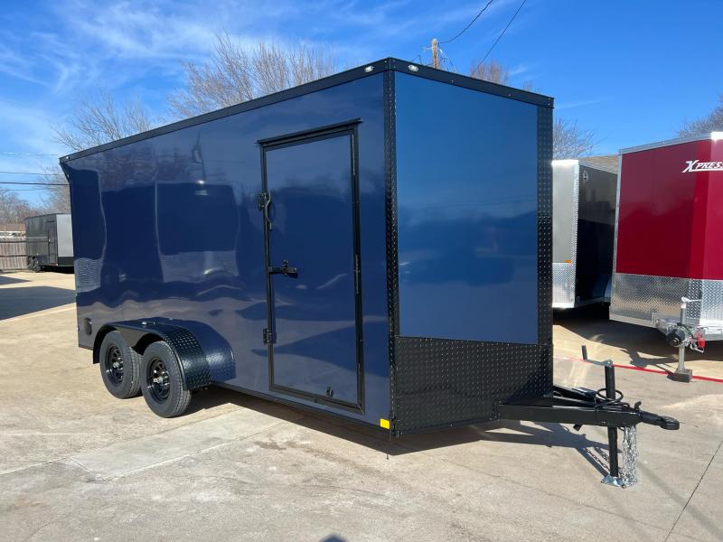 2025 New 7x16 Screwless Enclosed Trailer | Blackout | Spoiler Package | 7' Interior | E-Tracks ...