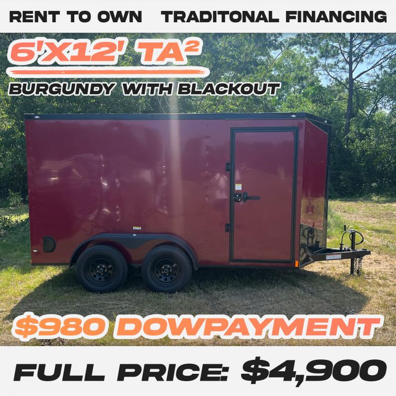 2023 Seed Cargo 6x12 Tandem Axle .3 - Burgundy Wine / Enclosed Trailer ...