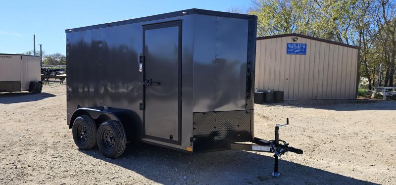 6 X 12 Tandem Axle Enclosed Cargo Trailer, Charcoal w/ Blackout Trim ...