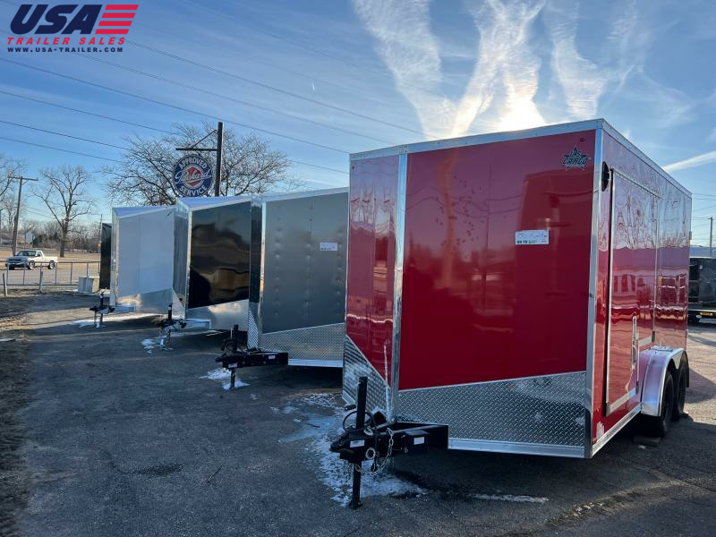 7.5 X 14 USARGO Enclosed Trailer w/ Ramp Door 7ft Interior UTV PACKAGE ...