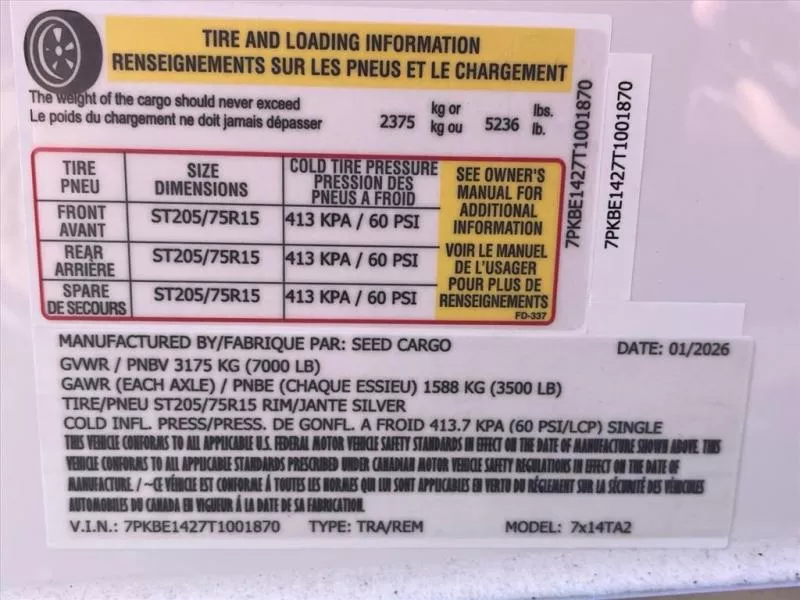 2026 Seed Cargo 7X14TA2 in Asheville, NC | Trailer Trader