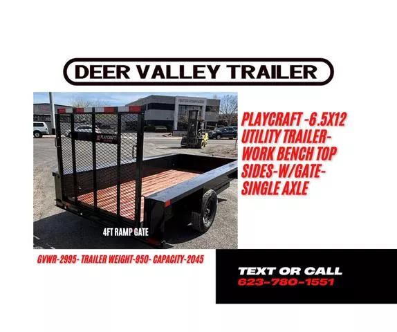 2025 Playcraft Trailer 6.5X12 UTILITY TRAILER-WORK BENCH TOP SIDES-W ...
