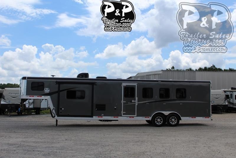 2021 Bison Trailers Trail Boss Slide-Out 7411TBSO 4 Horse Slant Load ...