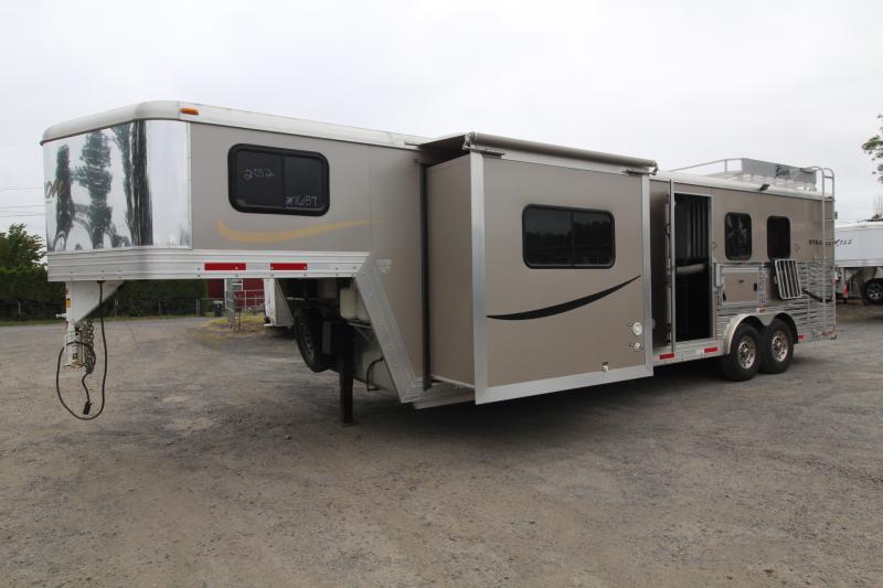 2012 Bison Stratus 8'W 12ft Living Quarters 3 Horse Trailer- W/Slide ...