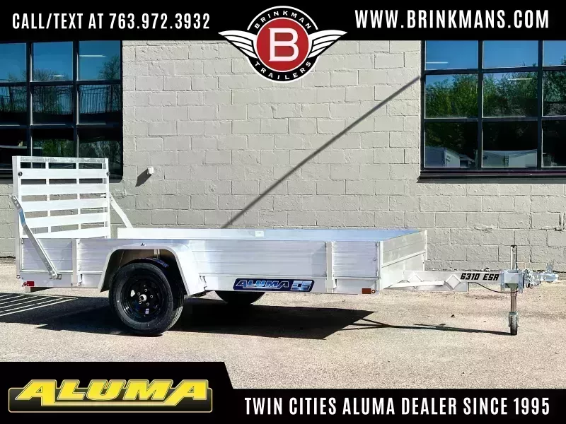 Aluma 6310 ESA Open Utility Trailer w/ Full Rear Ramp -12" solid sides ...