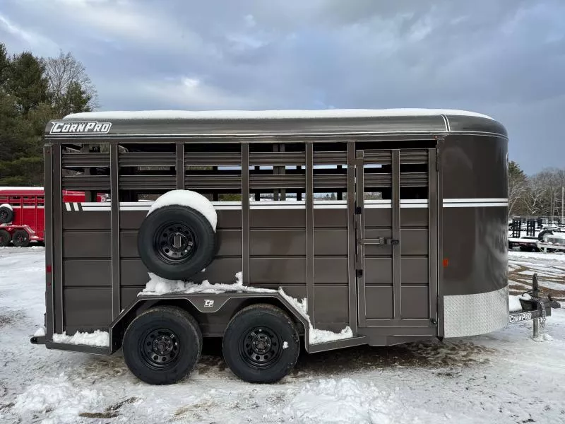 2026 CornPro 7x16 Steel 7K Livestock Trailer w/Extra Height, Center ...