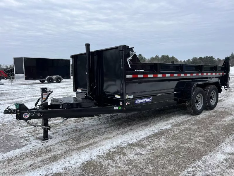 2025 Sure-Trac 7x16 Powder Coated 14K Telescopic Dump Trailer w/Ramps ...