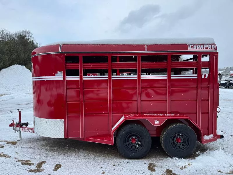 2026 CornPro 7x14 Steel 7K Livestock Trailer w/Center Divider & Combo ...