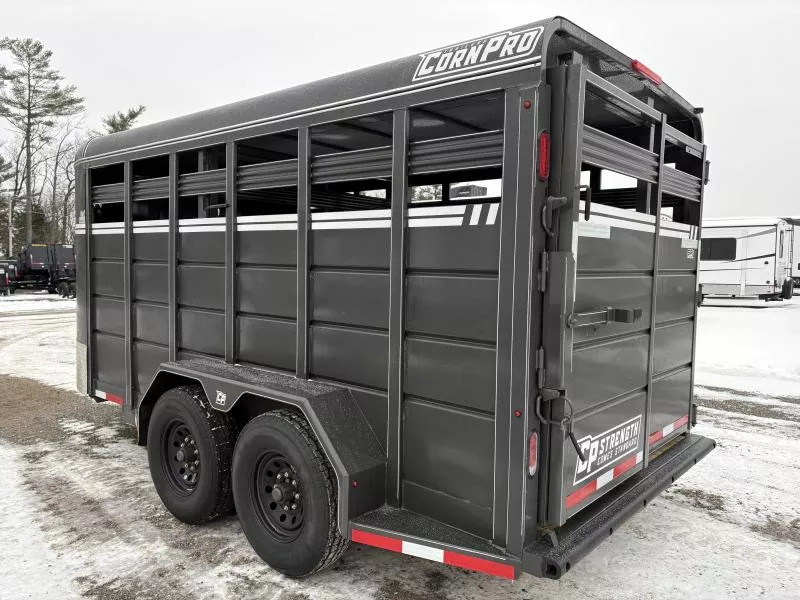 2026 CornPro 7x16 Steel 12K Livestock Trailer w/Center Divider & Combo ...