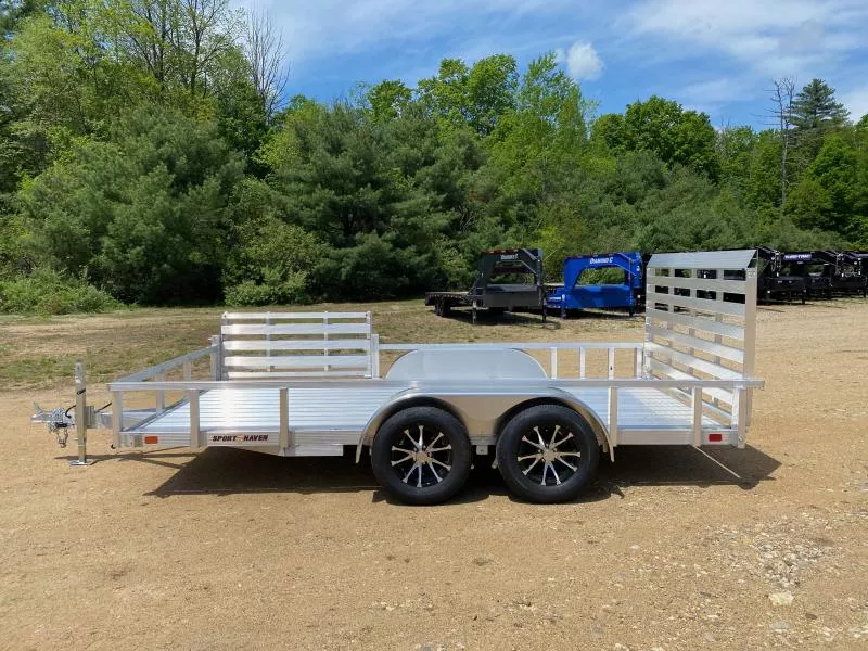 2025 Sport Haven 7x14 Aluminum 7K Deluxe ATV/Utility Trailer w/Bi-Fold ...
