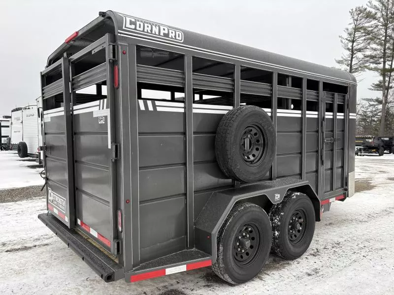 2026 CornPro 7x16 Steel 12K Livestock Trailer w/Center Divider & Combo ...