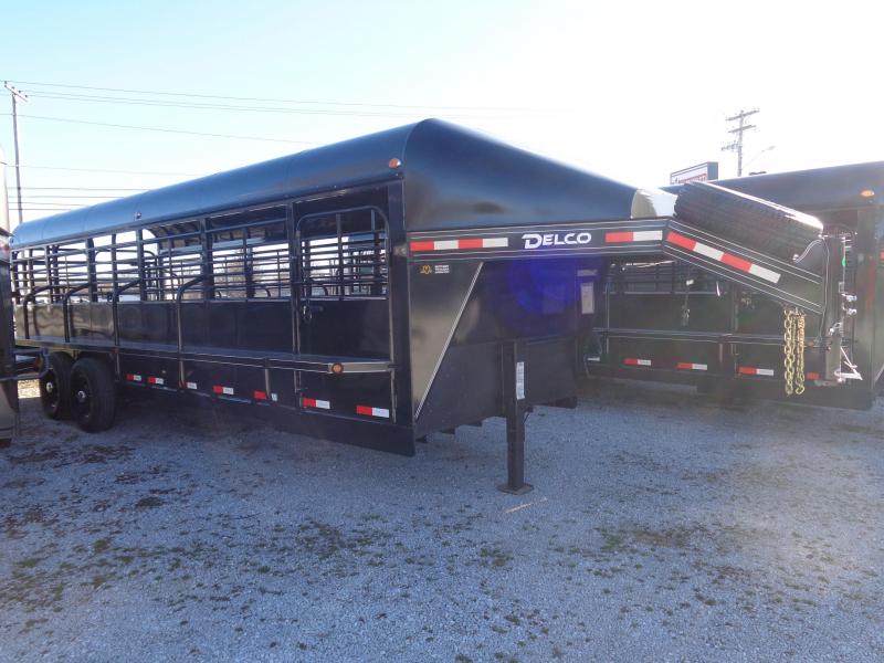 Delco 24' x 6'8 Premium Metal Top Powder Coated Black Gooseneck Stock ...