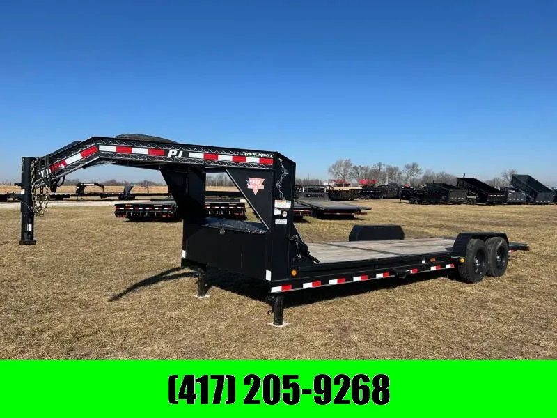 2020 PJ 83x24 Tandem 15.7K GN Gravity Tilt w/ 8' Stationary Deck & 17.5 ...