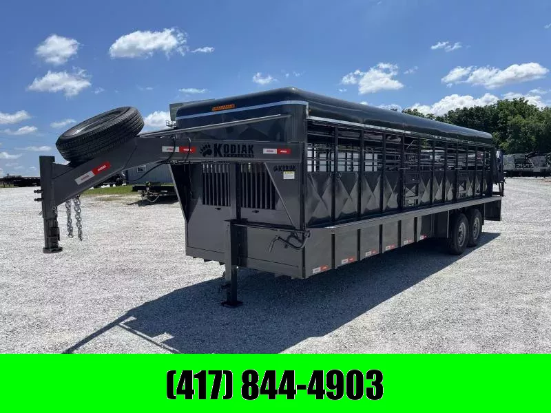 2025 Kodiak 6'8x24 Tandem 14K GN Livestock Trailer w/ Rubber Cleated ...