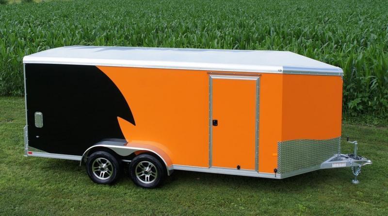 Aluminum Slant Wedge 7' Wide Enclosed Motorcycle Cargo Utility Trailer ...