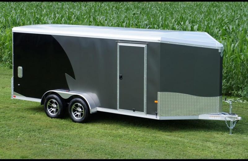 Aluminum Slant Wedge 7' Wide Enclosed Motorcycle Cargo Utility Trailer ...