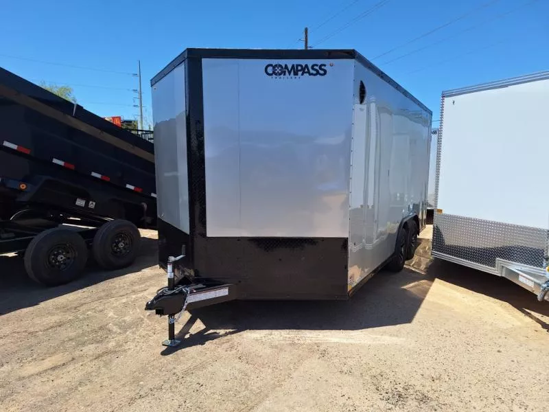 2025 Compass 16X8.5 Jasper SE Flat Top V-Nose Car Hauler 7K, Silver/Blk ...