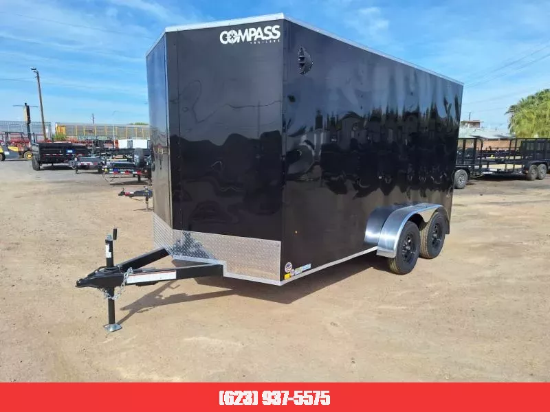 2025 Compass 14X7 Indigo DLX Flat Top V-Nose 7K, 6" Extra Height, Black ...