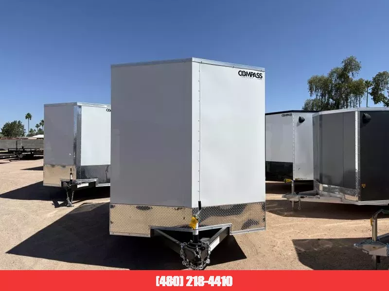 2025 Compass 12x7 Indigo DLX Flat Top V-Nose 7K, White, 6" Extra Height ...