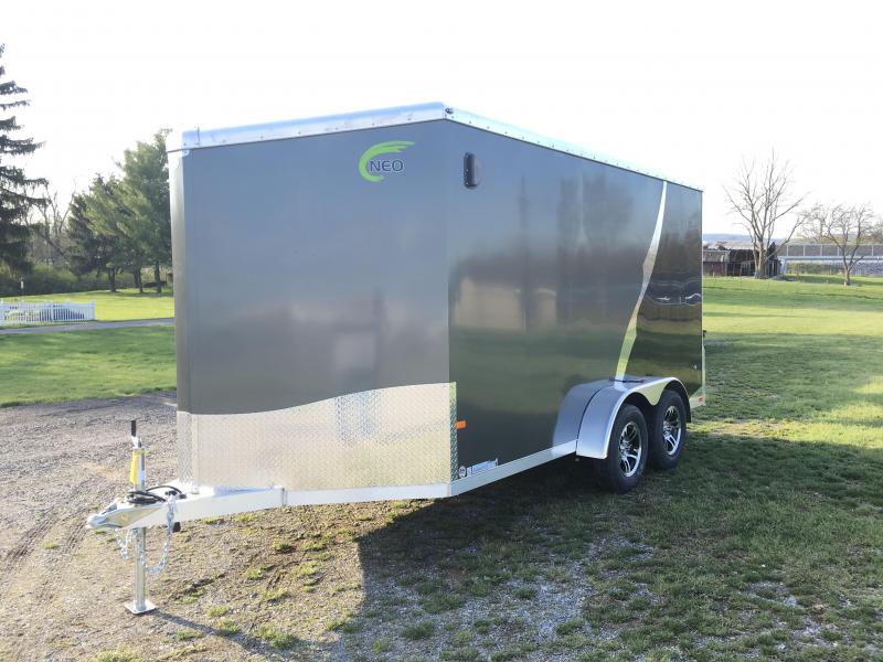 Neo 7x14 NAMR Aluminum Enclosed Motorcycle Trailer * BLACK AND PEWTER ...