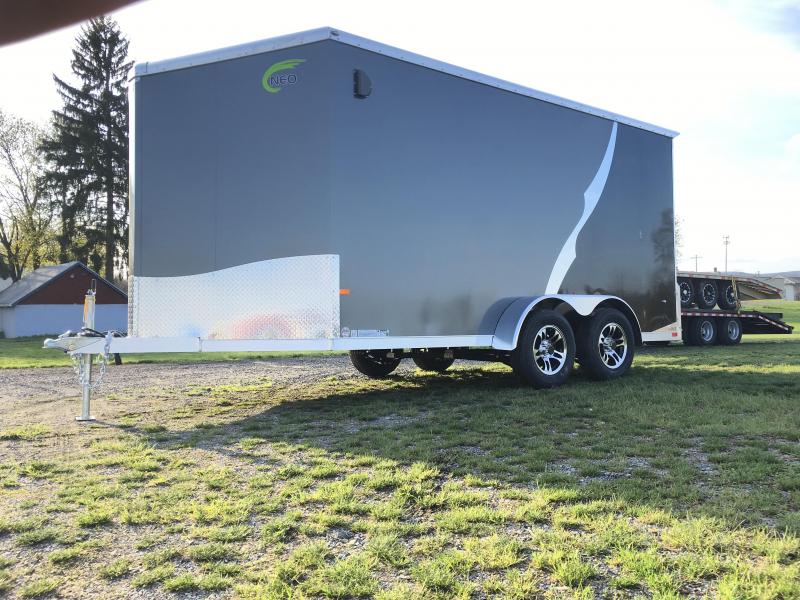 Neo 7x14 NAMR Aluminum Enclosed Motorcycle Trailer * BLACK AND PEWTER ...