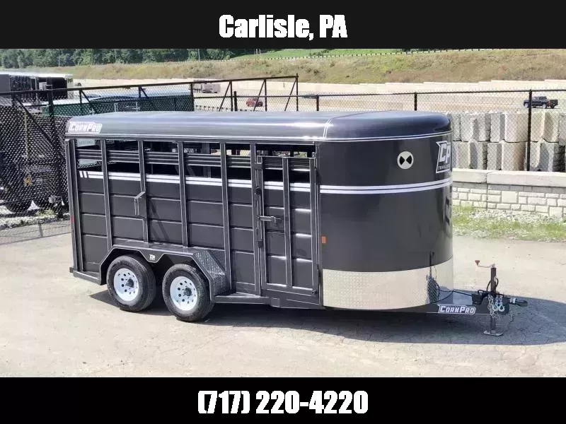 2025 Corn Pro 16' Livestock Trailer 9990# GVW * 5200# AXLES * 7' WIDTH * CHARCOAL * TORSION ...