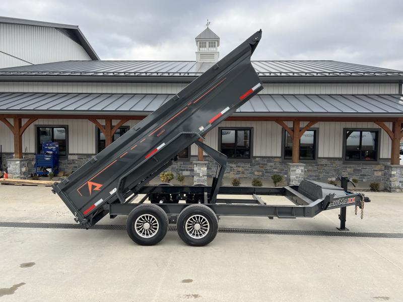 2025 RawMaxx 7x14' GDX Knight Dump Trailer 14000# GVW * ALUMINUM WHEELS ...