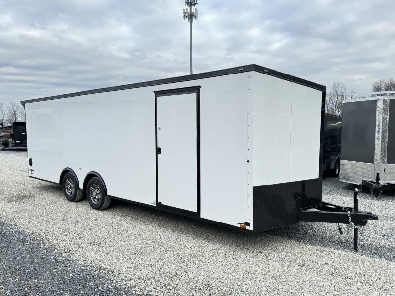 2024 Cargo Mate 8.5x28' Enclosed Car Hauler 9990# GVW * WHITE BLACKOUT ...