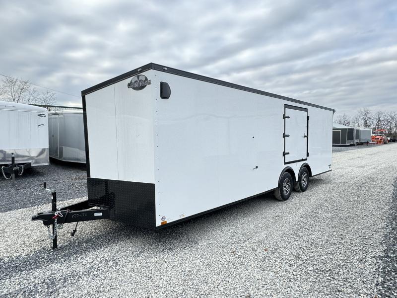 2024 Cargo Mate 8.5x28' Enclosed Car Hauler 9990# GVW * WHITE BLACKOUT ...