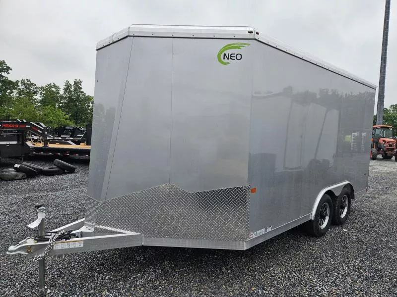 2025 NEO 8.5x14' NAUX Aluminum Enclosed UTV Trailer 7000# GVW * SILVER ...
