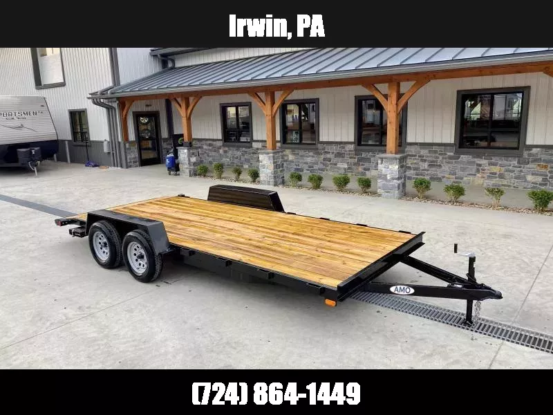 2025 AMO 7x18' Wood Deck Car Trailer 7000# GVW * LED TAIL LIGHTS ...