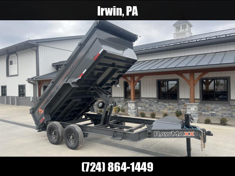 2025 RawMaxx 7x14' GDX Knight Dump Trailer 14000# GVW * 8" I-BEAM FRAME ...