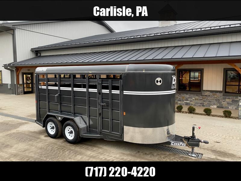 2025 Corn Pro 16' Livestock Trailer 7000# GVW * GREY/CHARCOAL * TORSION SUSPENSION * DEXTER ...