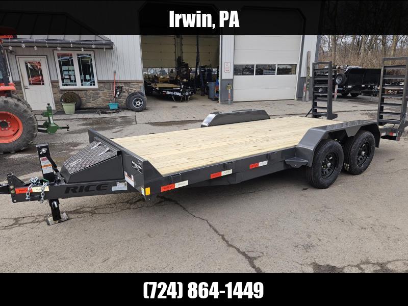 2024 Rice 7x20' Equipment Lowboy Trailer 9990# GVW * STAND UP RAMPS ...