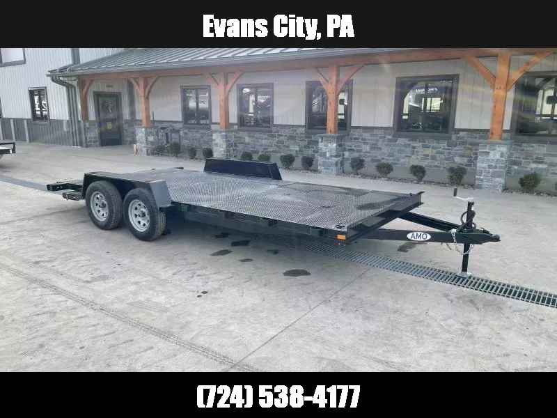 2025 AMO 7x18' Steel Deck Car Trailer 7000# GVW * LED TAIL LIGHTS ...