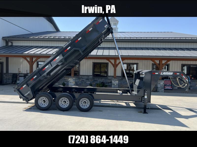 2025 Lamar 7x16' Gooseneck Dump Trailer 21000# GVW * TELESCOPIC HOIST ...