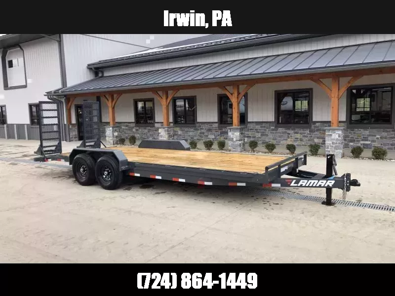 2025 Lamar 7x22' Equipment Trailer 14000# GVW * DELUXE OVERWIDTH RAMPS ...