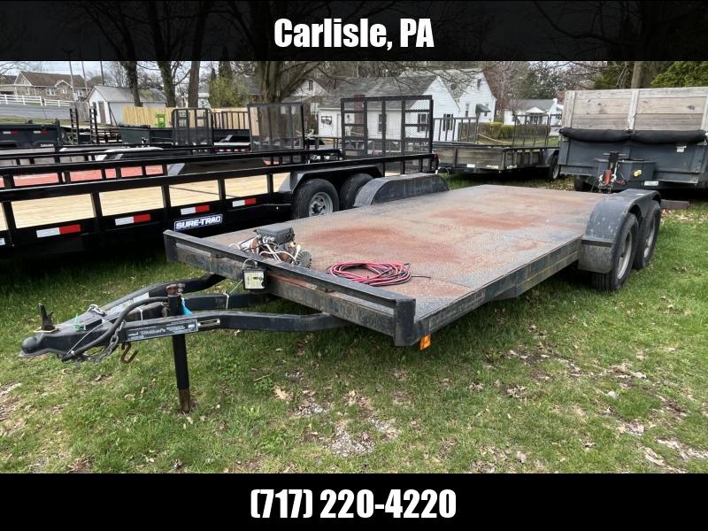 USED 7x18' Steel Deck Car Hauler 7000 GVW * SLIDE OUT RAMPS * DIAMOND ...