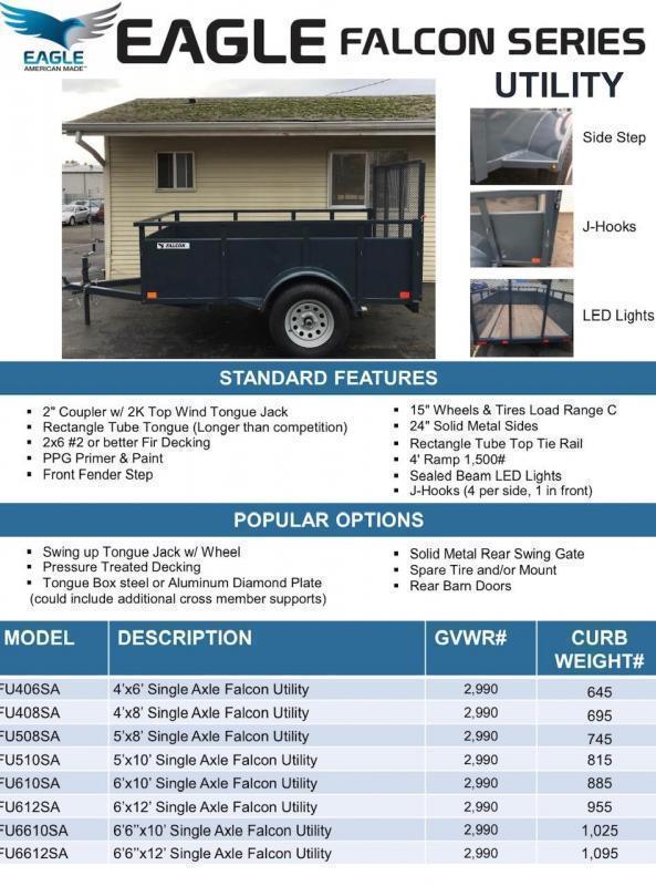 2024 Eagle Trailer 6' X 12' Eagle Falcon Utility Trailer in Tacoma, WA | Trailer Trader
