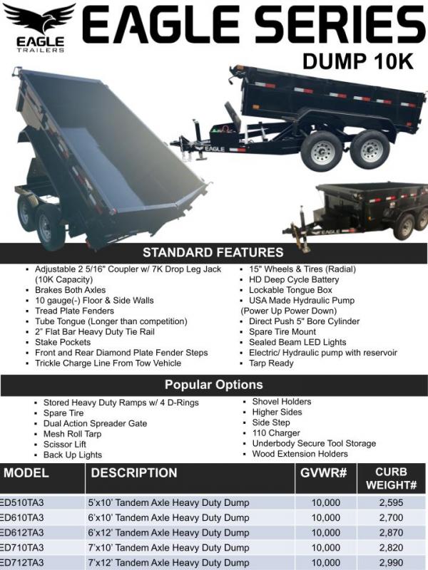 2023 Eagle Trailer 6' x 10' Eagle Series Dump Dump Trailer in Tacoma ...