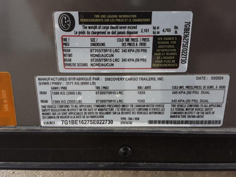 2024 Discovery Rover ET 7 x 16 V-Nose Enclosed Cargo Trailer in ...