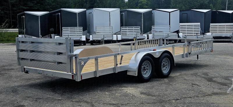 82" X 20' ROUGH RIDER OPEN UTILITY TRAILER 5' SIDE RAMPS ALL ALUMINUM ...