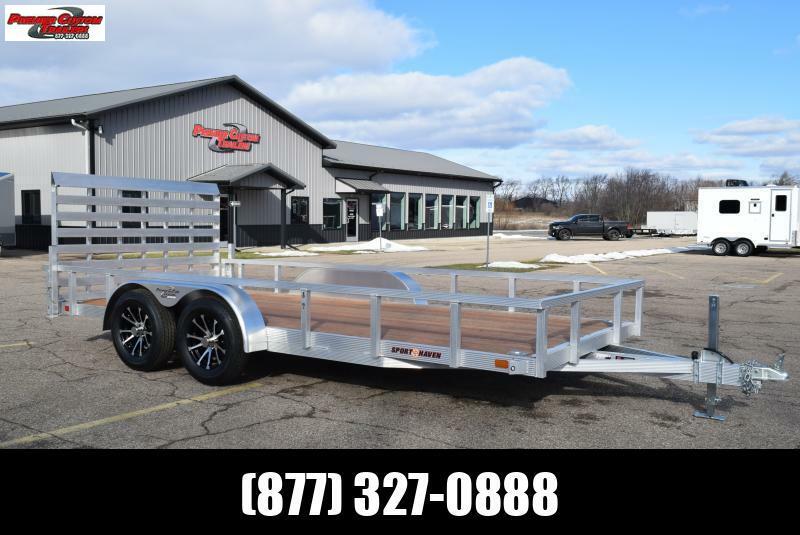 SPORT HAVEN 7x16 OPEN UTILITY TRAILER W/ HD REAR RAMP GATE & ALUMINUM ...