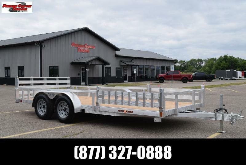 SPORT HAVEN 7x16 OPEN UTILITY TRAILER w/ REMOVEABLE SIDE RAMPS AND BI ...