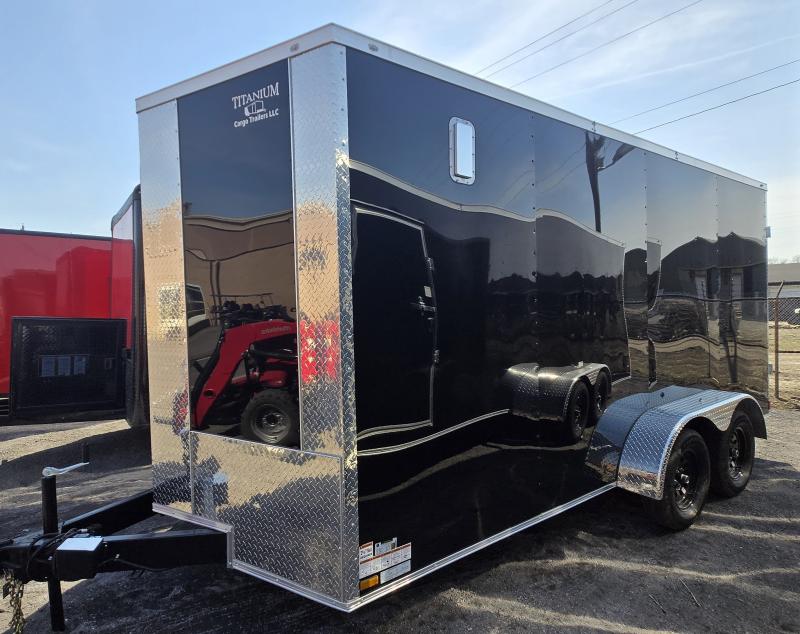 2025 Titanium 7x16 Barn Doors - 7' Int Ht - .080 PolyCore Ext Enclosed ...