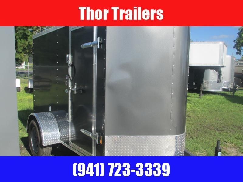 IN STOCK! 5X10 V-nose Trailer with Ramp Door and Side Door CHARCOAL in ...