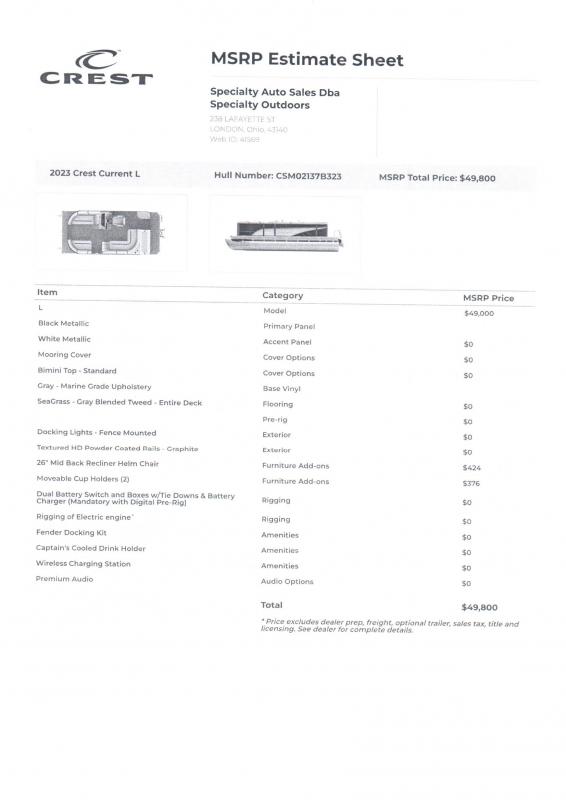 2023 Crest CURRENT L Pontoon Boat | Specialty Auto & RV Sales | RVs In ...