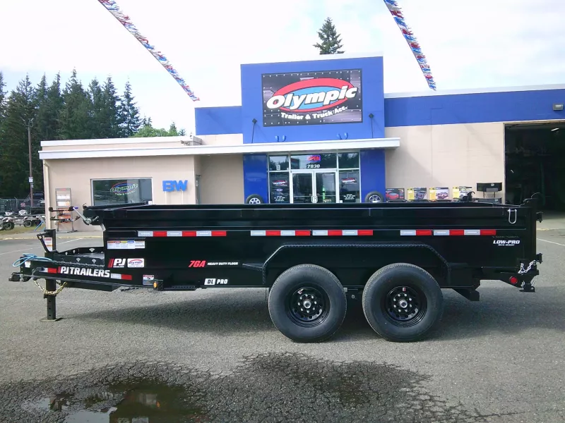 2026 PJ 7x14 14K Low Profile Dump with Tarp Kit / Spreader Gate / 7GA Floor / Support Legs ...