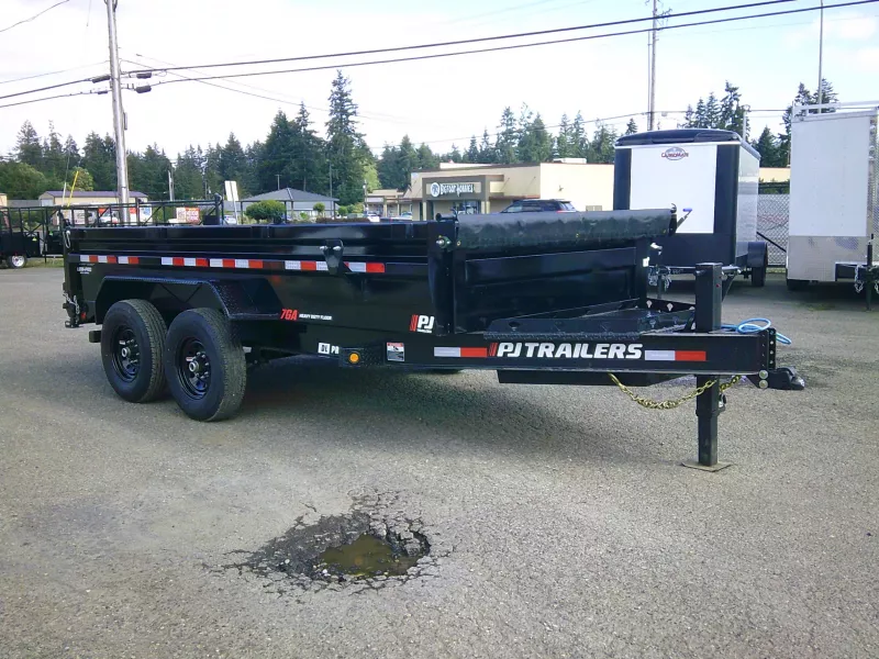 2026 PJ 7x14 14K Low Profile Dump with Tarp Kit / Spreader Gate / 7GA Floor / Support Legs ...