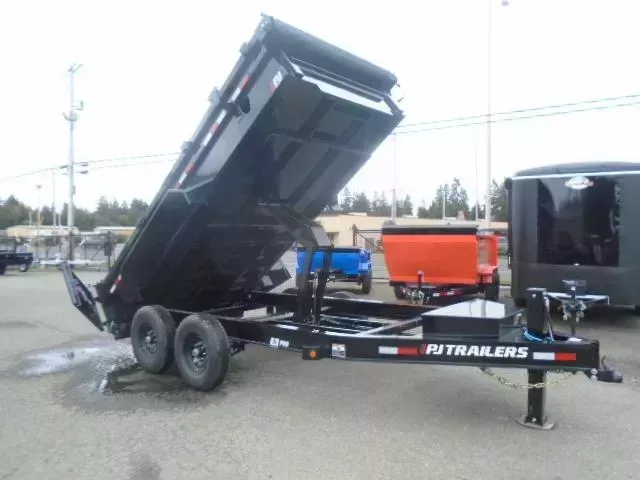 2026 PJ 7x14 14K Low Profile Dump with Tarp Kit / Spreader Gate / Hydraulic Jack / Ramps in ...